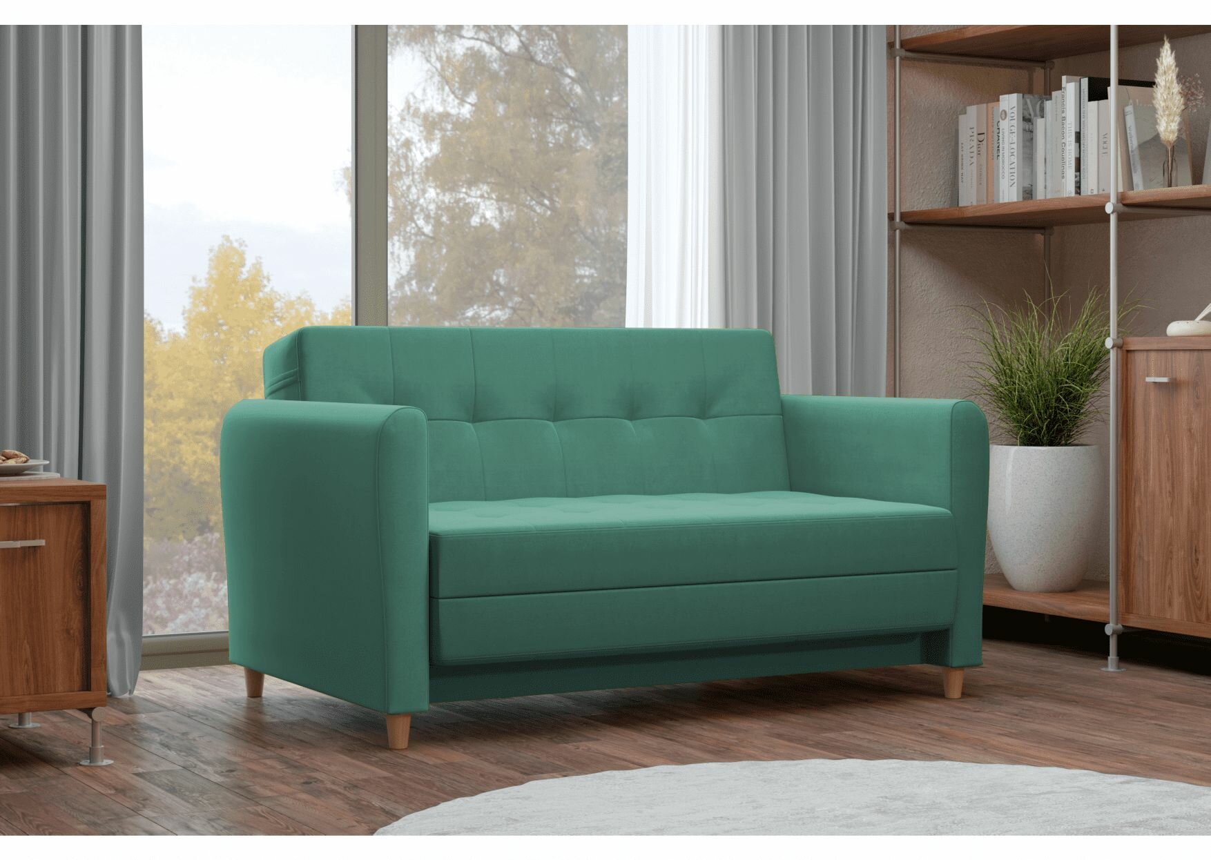 Диван-кровать раскладной, еврокнижка Ингри в цвете мятно-бирюзовый (velutto 43), (уценка)