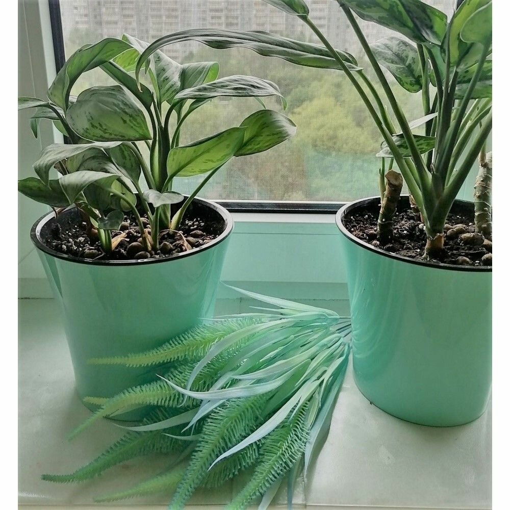 Кашпо для орхидей пластиковое мята-черное d22 см h20 см 5 л