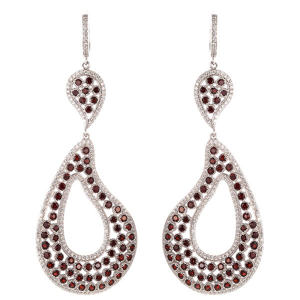 Серьги, серебро, 925 проба, гранат синтетический