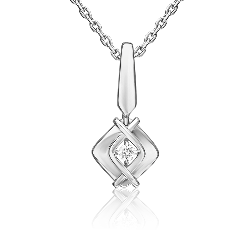 Подвеска, белое золото, 585 проба, бриллиант