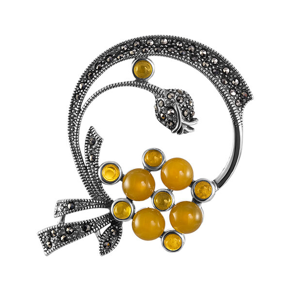 Подвеска, серебро, 925 проба, цитрин, марказит