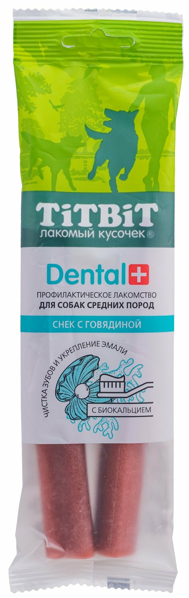 Лакомство TiTBiT DENTAL+ снек с говядиной для собак средних пород (85 г)