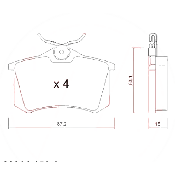 ZIMMERMANN 20961.152.1 (191615415A / 191615415D / 191698451) колодки дисковые задн. 87x53x15 \VW Golf (Гольф) / Passat (Пассат)