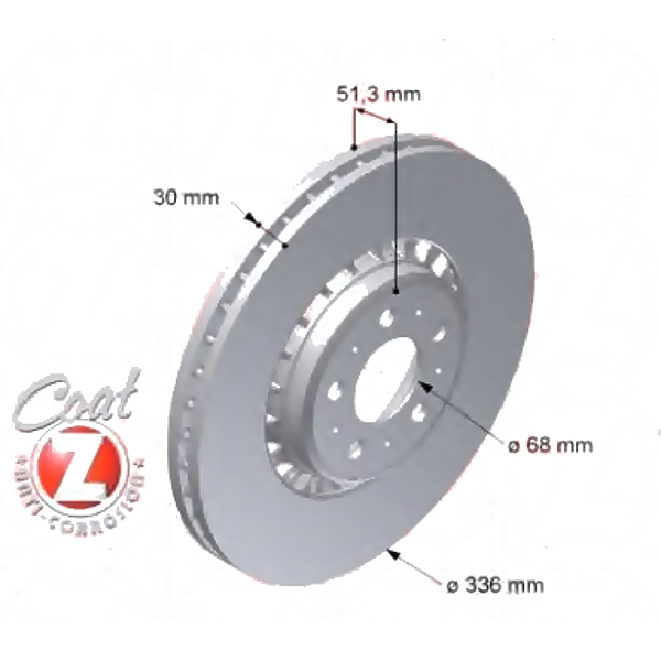 ZIMMERMANN 610.3707.20 (30657301 / 306573013 / 306573015) диск тормозной перед. 336x30 / 51-5x108 \ Volvo (Вольво)