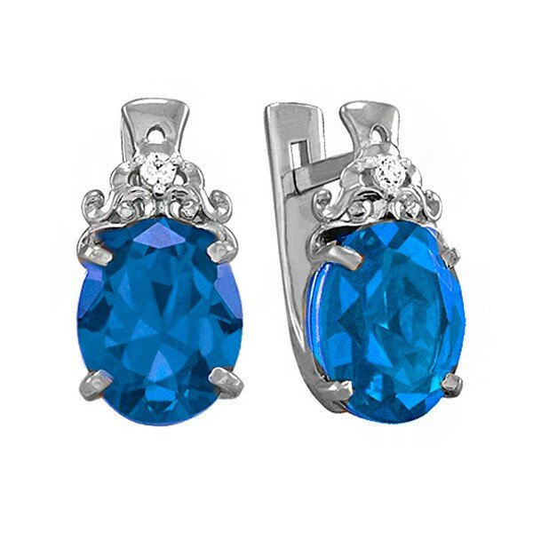 Серьги, серебро, 925 проба, родирование, фианит