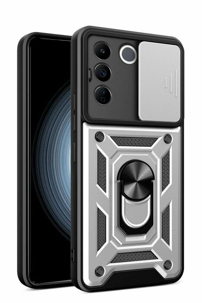 Чехол противоударный для Vivo V27E и Vivo T2 4G / Виво В27Е и Виво Т2 4G с защитой камеры armors (Серебристый)