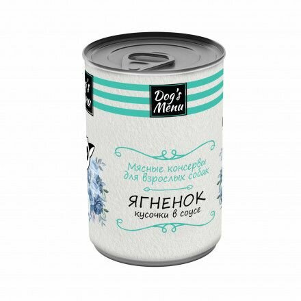 Dog's Menu Влажный корм для взрослых собак с ягненком, кусочки в соусе , 340 г