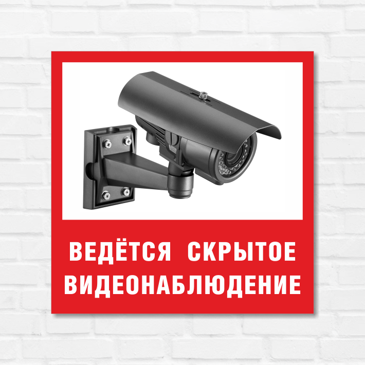 Табличка "Ведется скрытое видеонаблюдение", 25х25 см, ПВХ