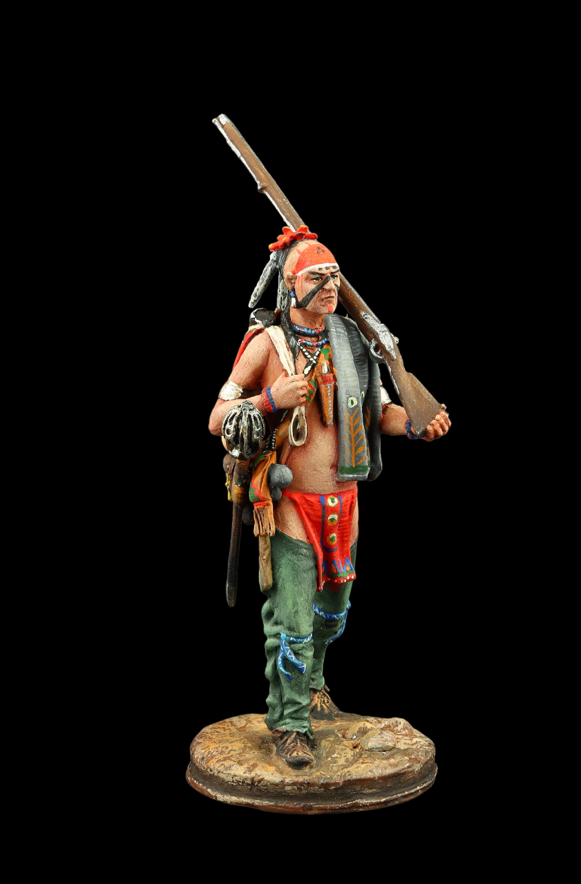 Оловянный солдатик SDS: Ирокез с военными трофеями, 1750-60 гг.