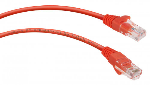Патч-корд Cabeus U/UTP PC-UTP-RJ45-Cat.5e-0.3m-RD категория 5е, 2xRJ45/8p8c, неэкранированный, красный, PVC, 0.3м