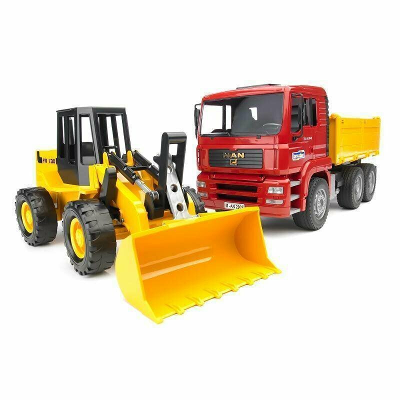 Bruder 02752 Самосвал MAN с колёсным бульд-ром FR 130 (модуль со звуком и светом H)