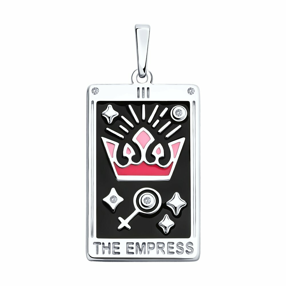 Подвеска, серебро, 925 проба, эмаль, фианит