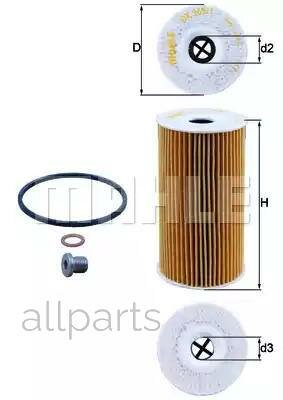MAHLE OX365/1D Фильтр масляный JEEP: CHEROKEE 2.8 CRD 01-, WRANGLER III 2.8 CRD 07- RHD