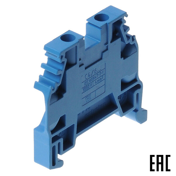 Клемма С4/6. N винтовая 1SNL606020R0000 синяя 4мм2 32А 1000В ширина 6 мм TE/ABB (12 шт. в комплекте)
