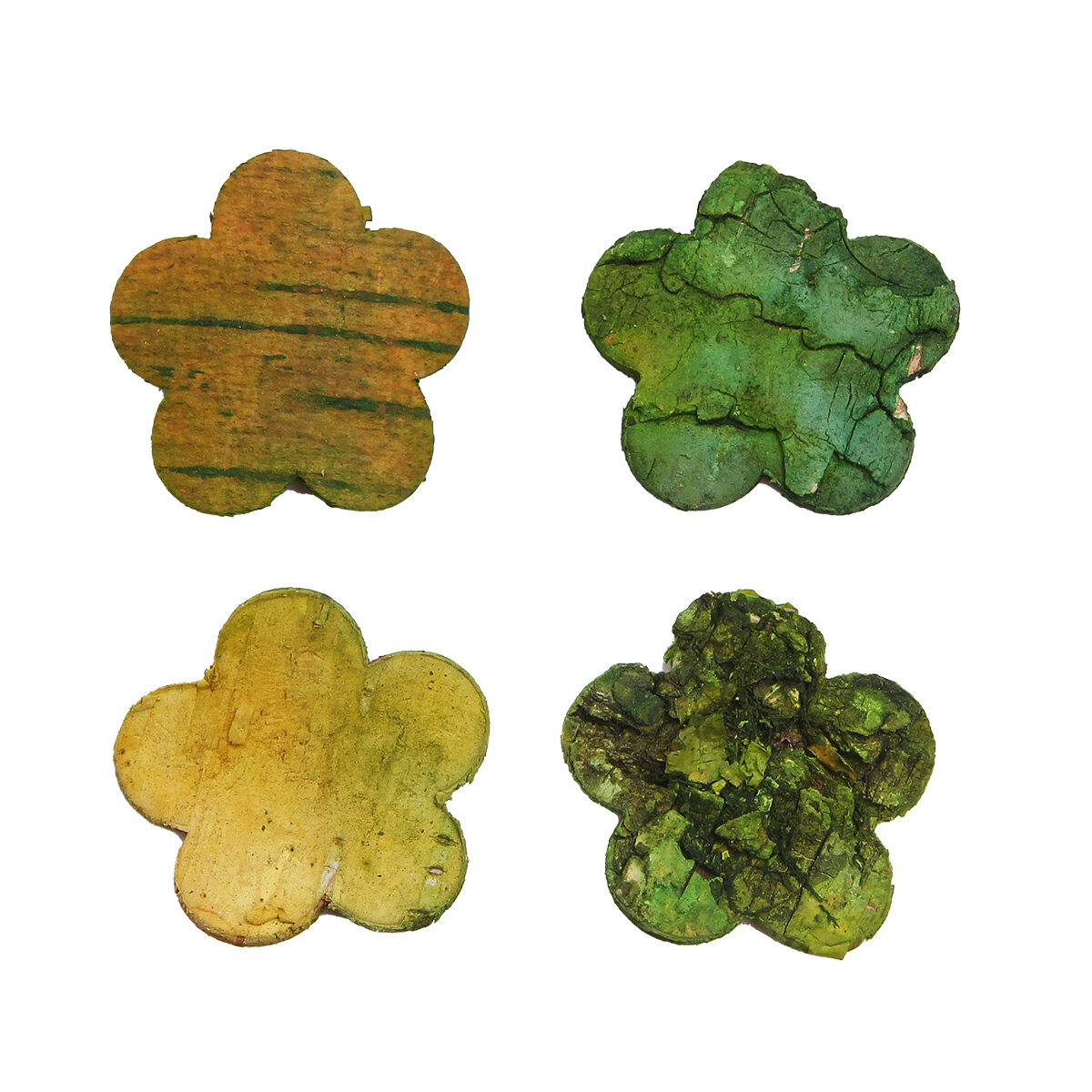 YW201 Декоративные элементы из коры дерева 'Цветочек', 3 см, 30 шт (зеленый)