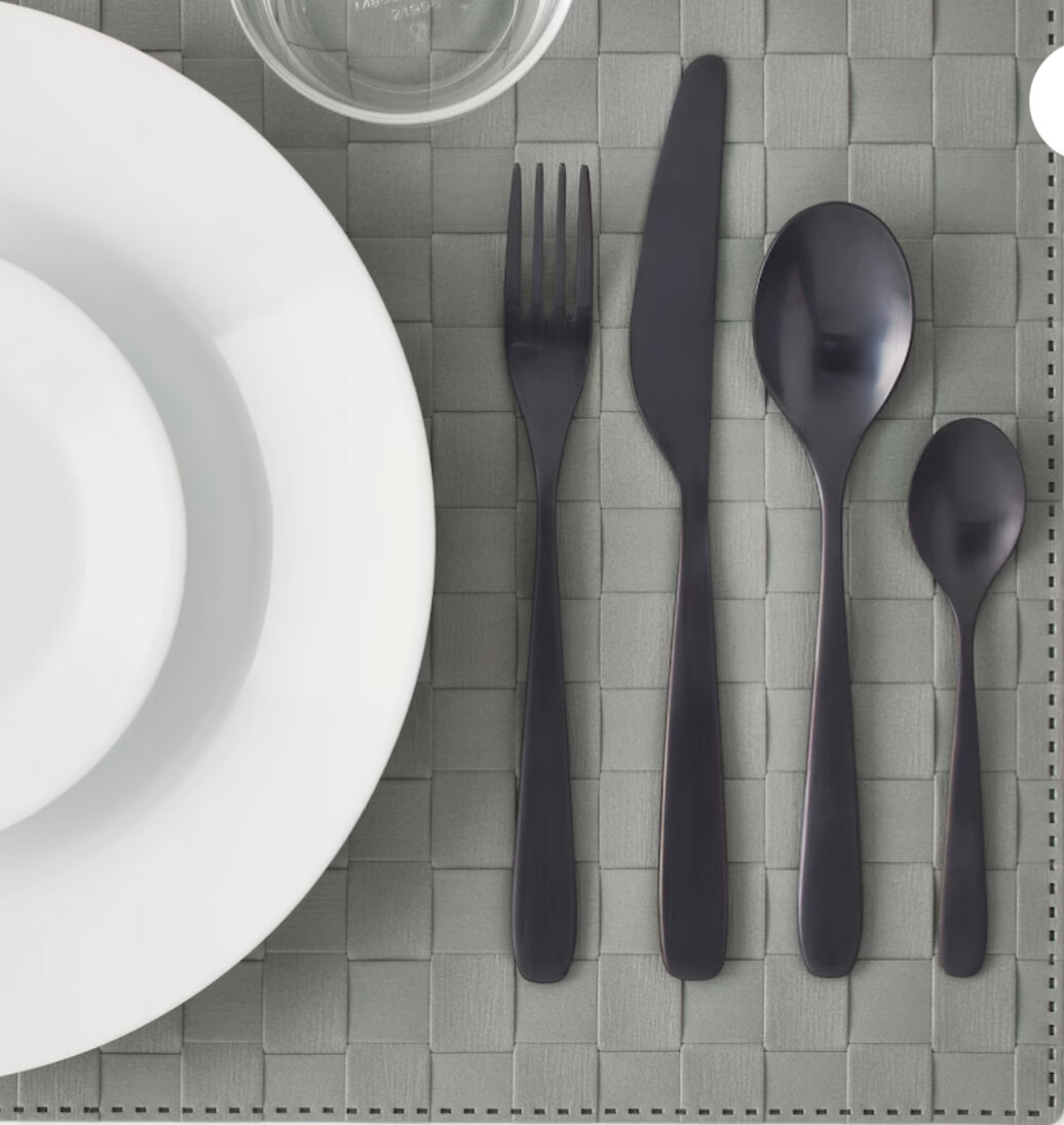 Столовые приборы IKEA "Тиллагд", нержавеющая сталь, 24 шт, чёрные матовые, сервировочные