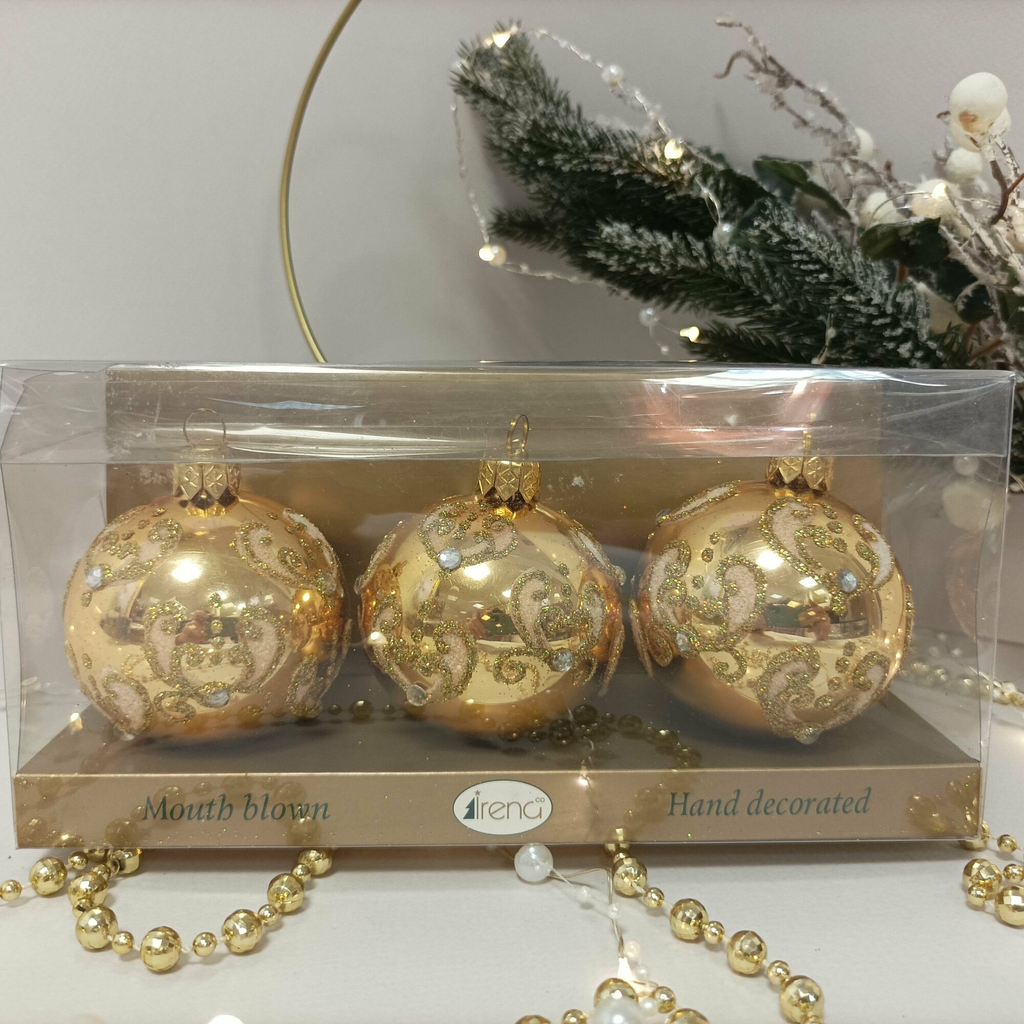 Набор шаров Престиж 3 шт д60 золотой