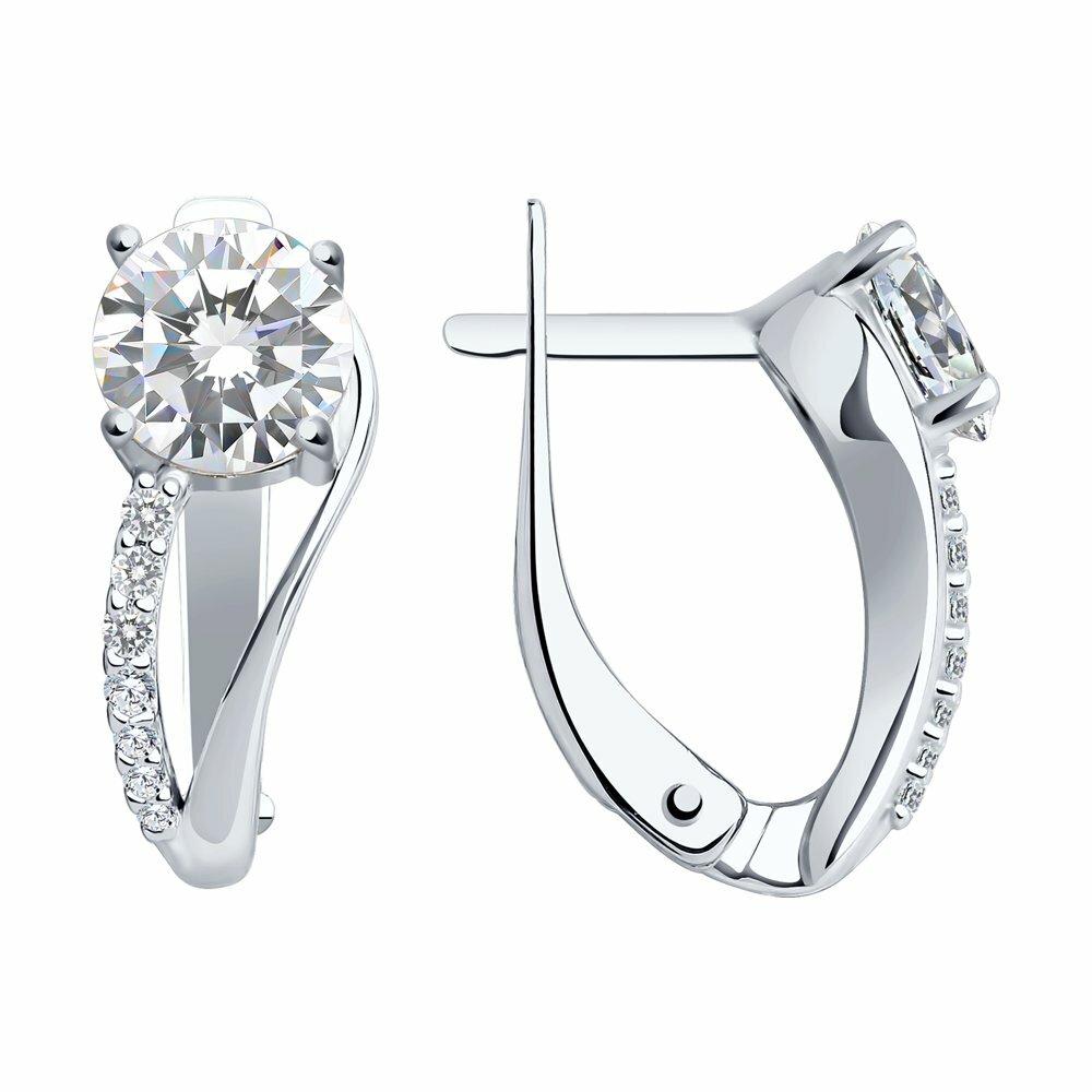 Серьги, серебро, 925 проба, фианит