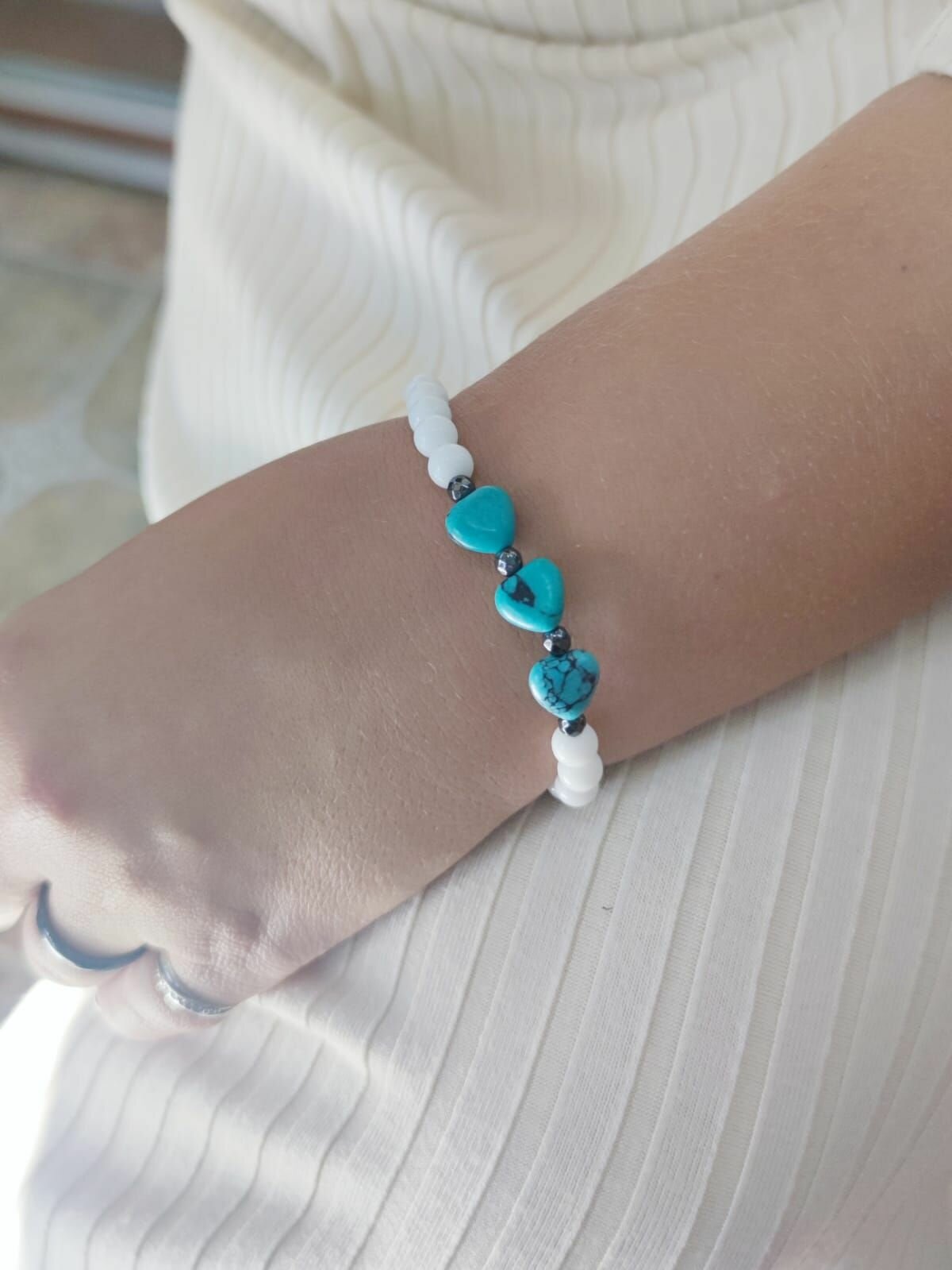 Браслет, бирюза, искусственный камень