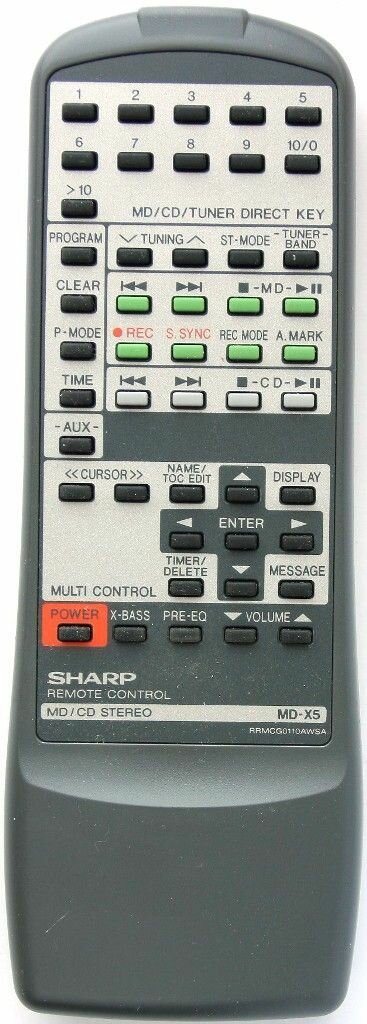 Пульт для SHARP RRMCG0110AWSA MD/CD STEREO MD-X5 / G0110