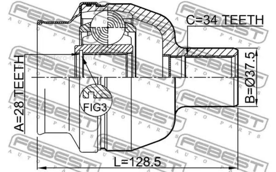 FEBEST 1811Z19DRH Шрус внутренний правый 28x37.5x34