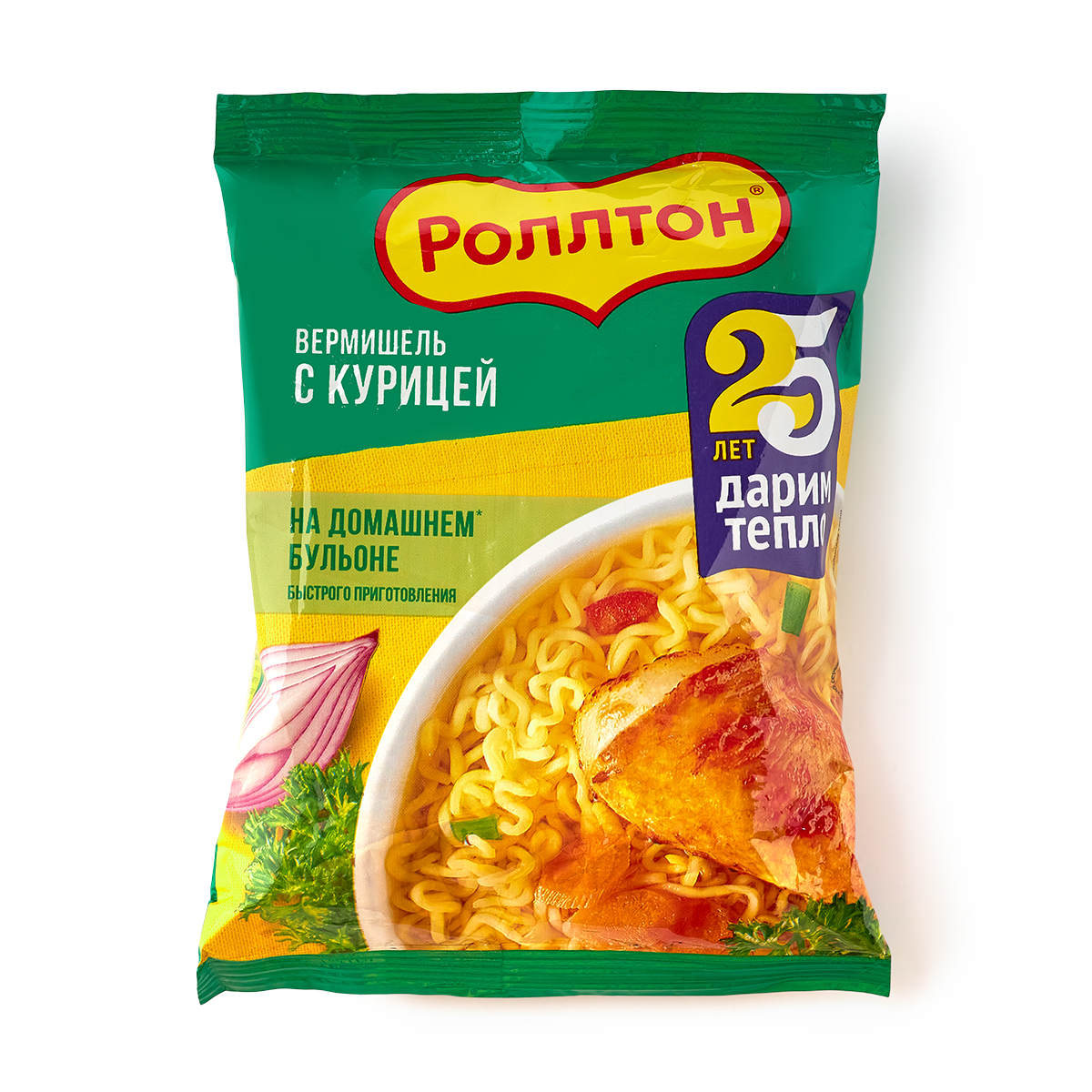 Вермишель быстрого приготовления Роллтон с курицей на домашнем бульоне, 60 г