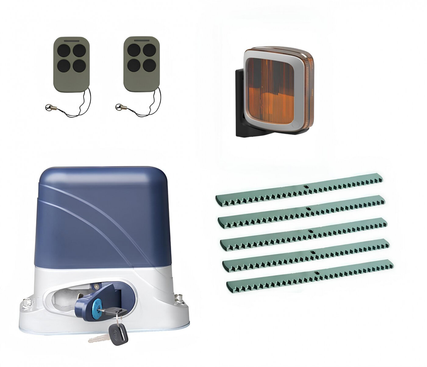 Автоматика для откатных ворот KSL-800 KIT-L2K5, комплект: привод, 2 пульта, лампа, 5 реек