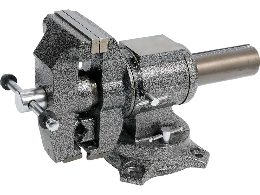 YATO YT-6505 тиски слесарные, поворотные по верт. и горизонт, с наковальней, зажим для труб,