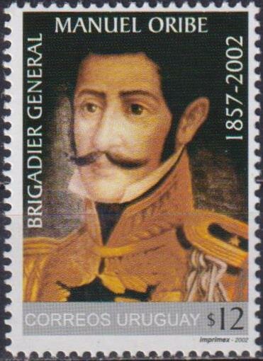 Почтовые марки Уругвай 2002г. "145 лет со дня рождения бригадного генерала Мануэля Орибе" Военные MNH