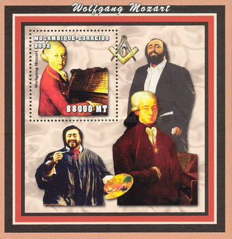 Почтовые марки Мозамбик 2002г. "Композиторы" Композиторы, Музыкальные инструменты MNH