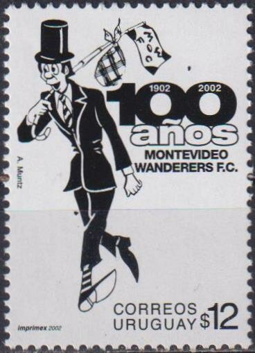 Почтовые марки Уругвай 2002г. "100-летие футбольного клуба Montevideo Wanderers" Футбол MNH
