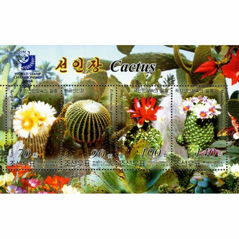 Почтовые марки Северная Корея 2004г. "Кактус - надпечатка" Кактусы MNH