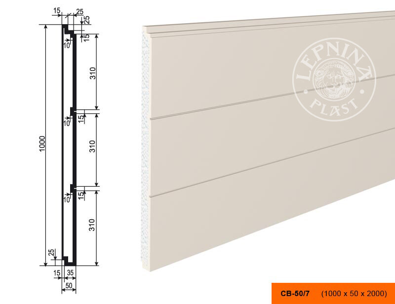 Панель Утепления Lepninaplast СВ-50/7 В1000xШ50XД2000 мм / Лепнинапласт.