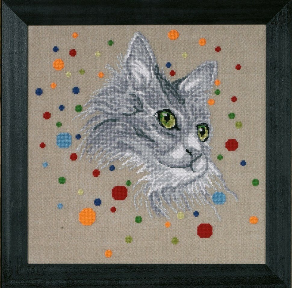 Набор для вышивания Permin #83-9403 The cat (Кошка), Счетный крест, 60 x 60 см