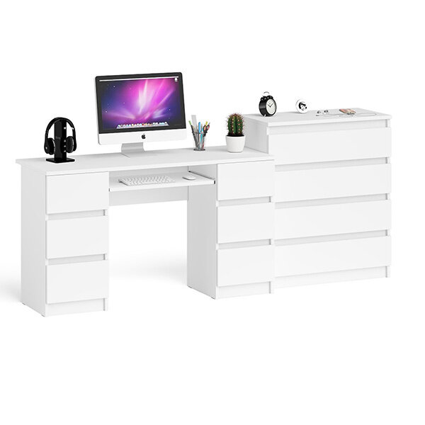 Стол компьютерный Мори МС-2 + Комод МК800.4, цвет белый