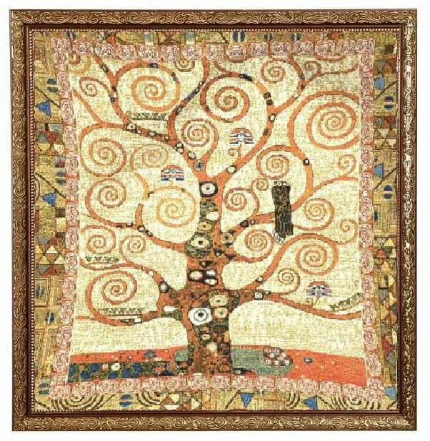 Гобеленовая картина "Древо ворон геометрия" 50х50