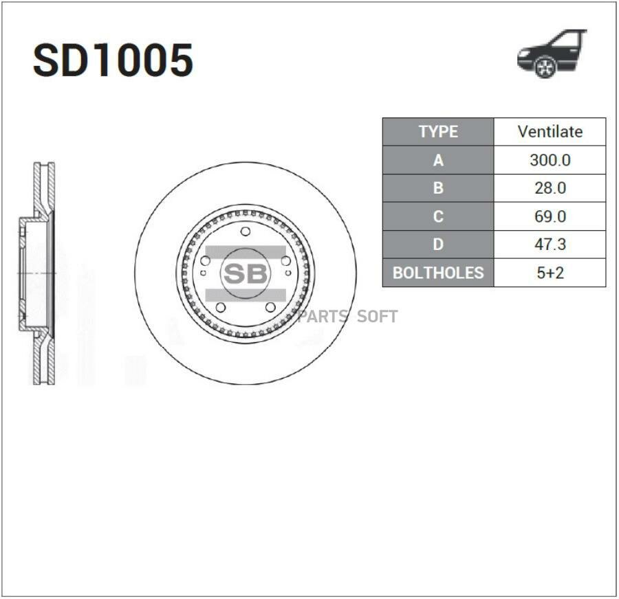 SANGSIN BRAKE SD1005 Диск тормозной передний HYUNDAI NF SONATA(16) / LOTZE ()