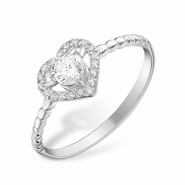 Кольцо, серебро, 925 проба, родирование, фианит