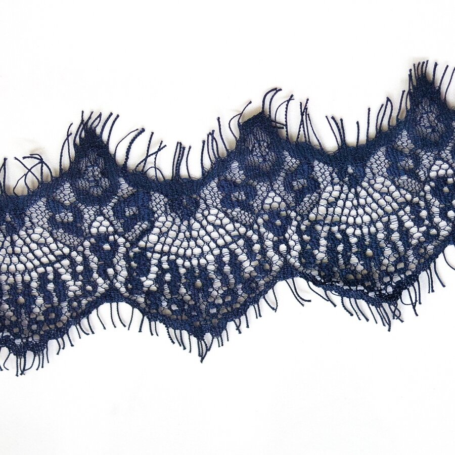 Изысканное шантильи: Кружево реснички , 65 мм, 9м(3шт*3м), цвет тёмно-синий