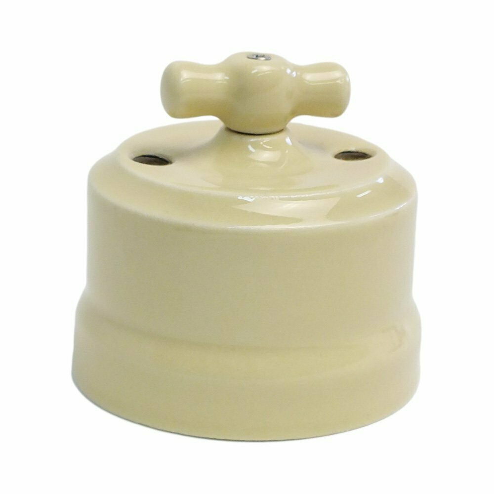 Ретро переключатель поворотный (1-кл) керамический EDISEL Verona слоновая кость