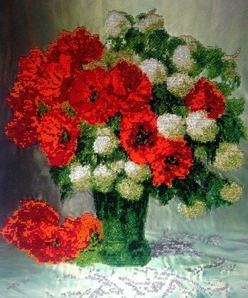 Набор для вышивания FeDi #КВ709 Калина и маки, Вышивка бисером, 40.5 х 46.5 см