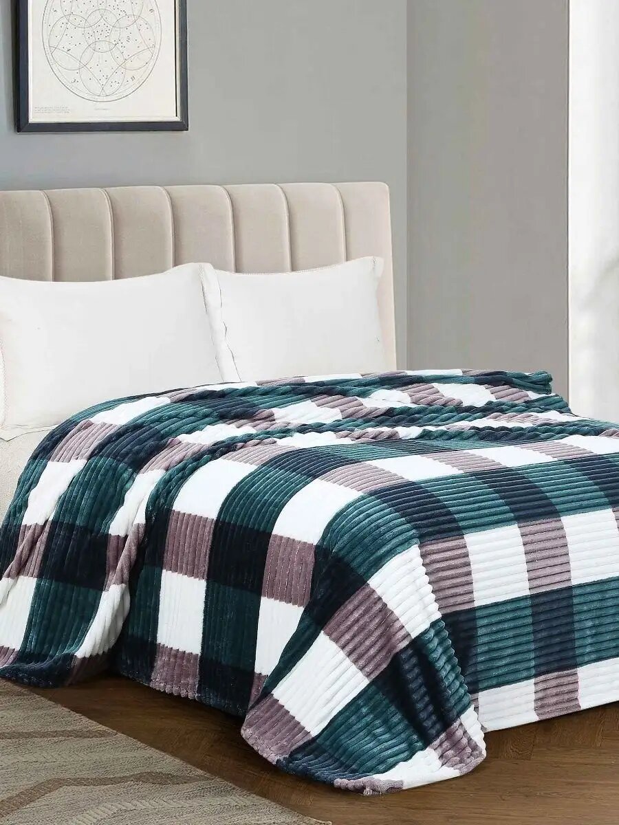 Плед 150х200 пушистый велсофт на новый год плюшевый на диван и кровать