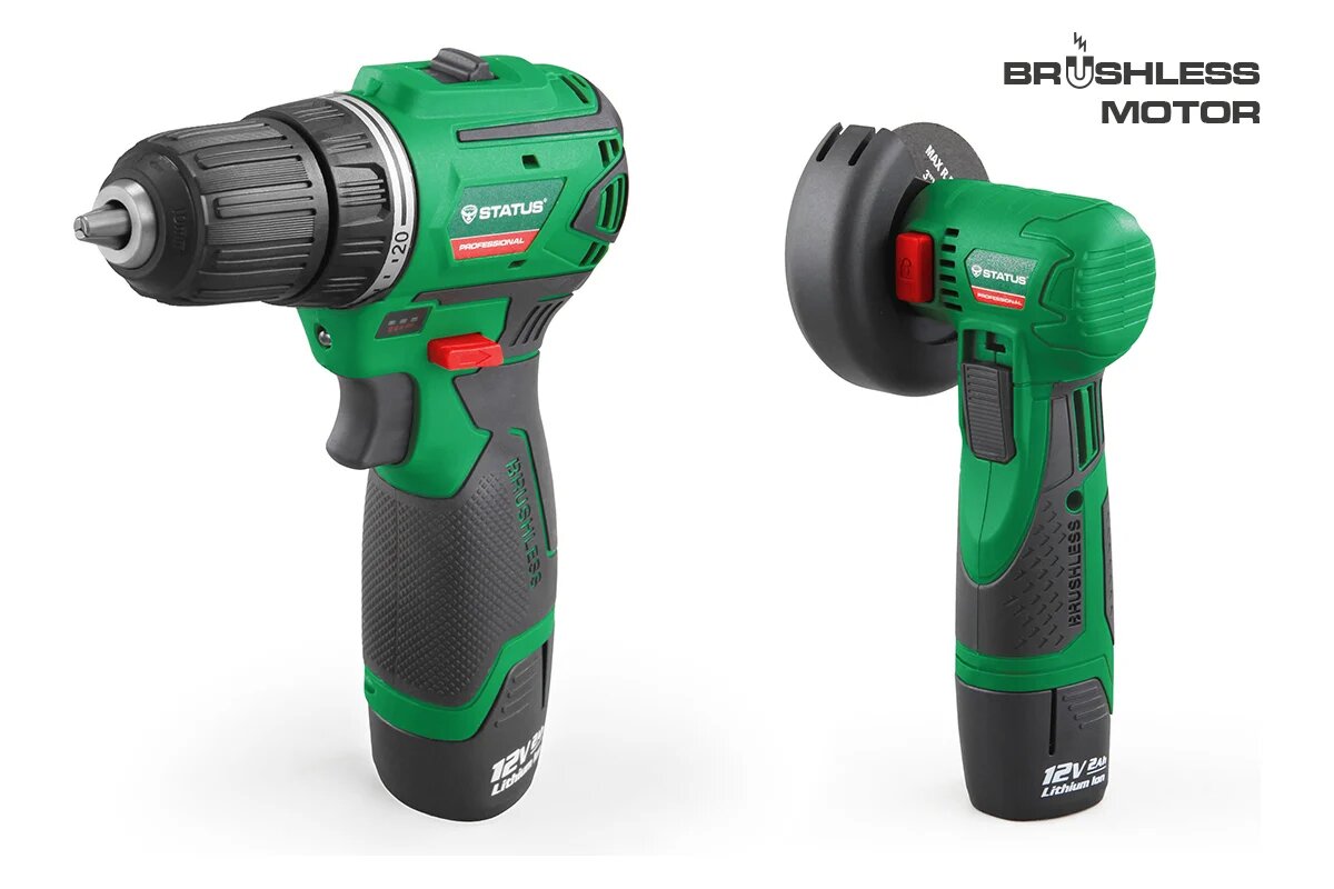 STATUS Бесщёточный аккумуляторный набор Дрель + УШМ 07126201