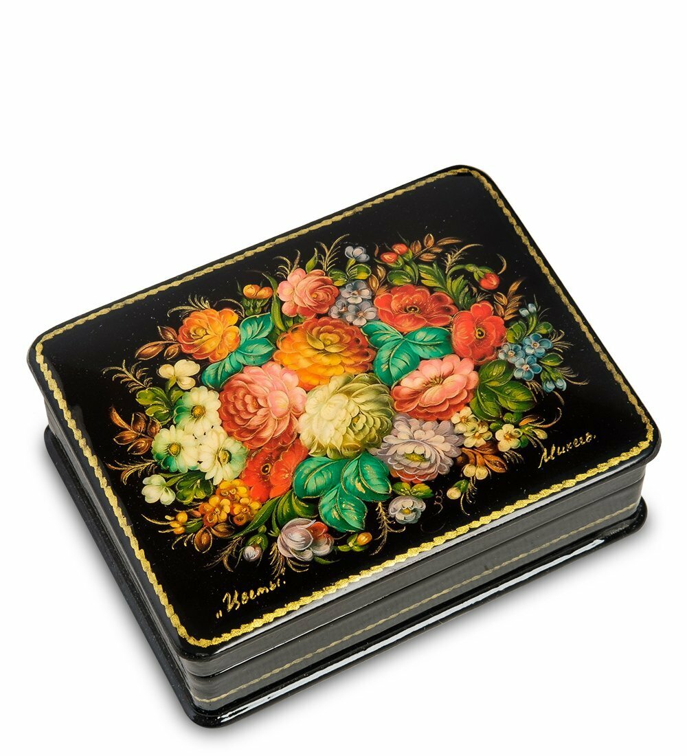Шкатулка в технике декупаж Цветы (10х8х3,5)