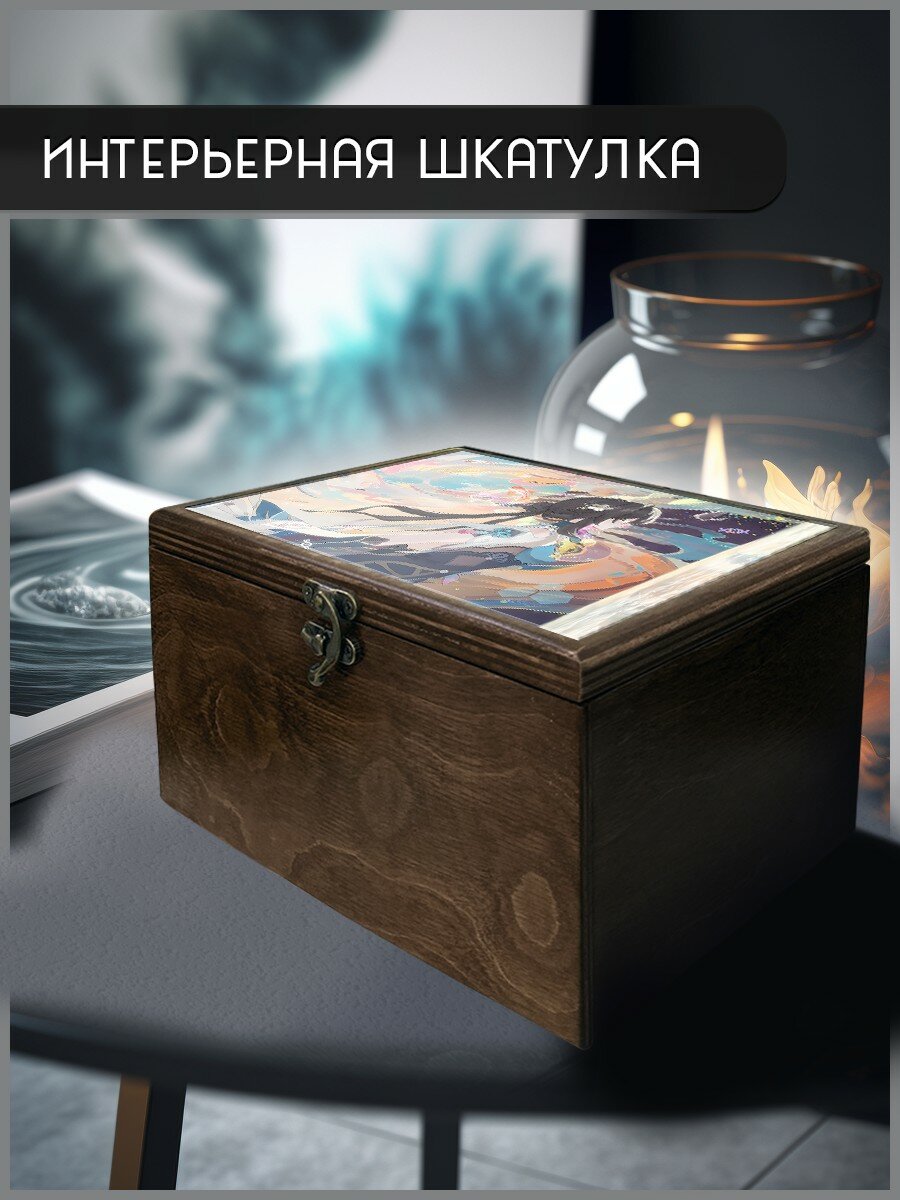 Шкатулка интерьерная для украшений универсальная 22x17x12 см игра Honkai star rail (Хонкай, хср, Жуань Мэй, рыбки кои) - 2050
