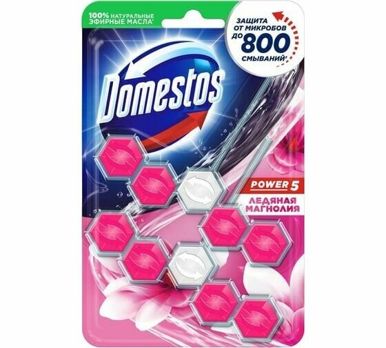 Блок для очищения унитаза DOMESTOS POWER 5 DUO ледяная магнолия 68702409