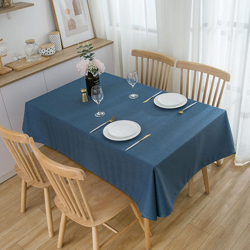 Толстая хлопковая льняная ткань, однотонная скатерть, большая скатерть для конференц-стола, современная льняная скатерть, простая однотонная скатерть для обеденного стола