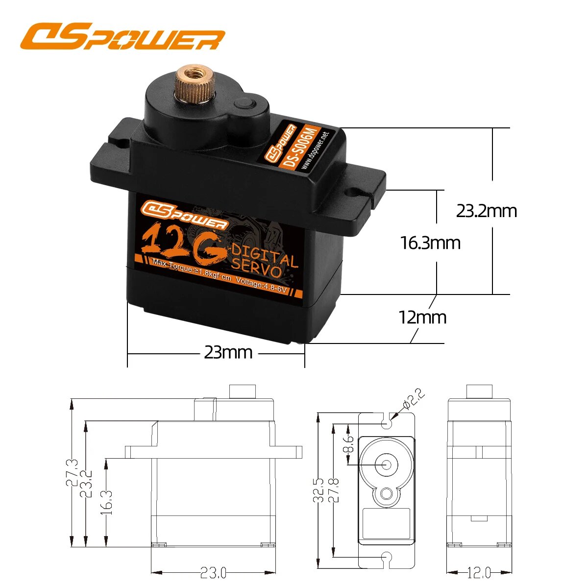 DSPOWER Цифровой сервопривод 8г 9г 12г для RC автомобиля SCX24