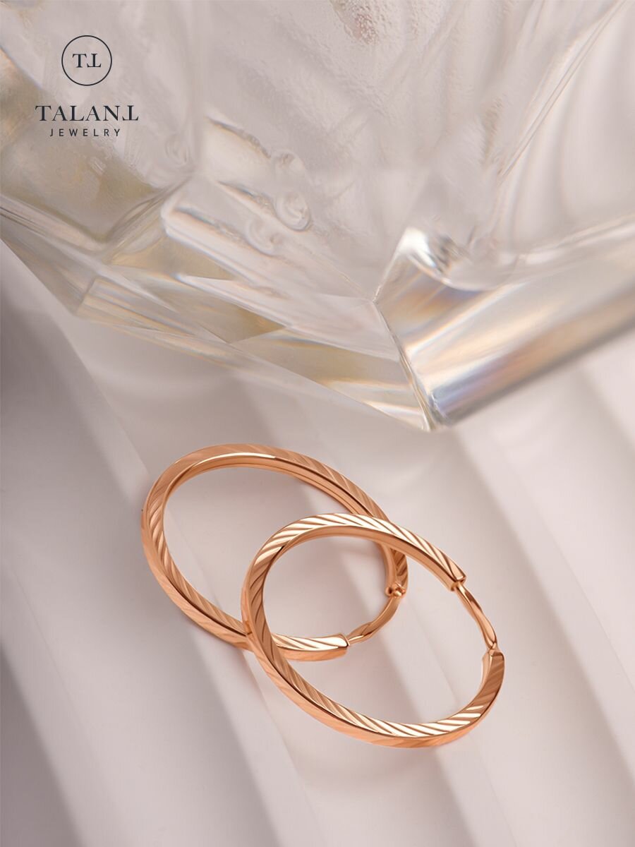Серьги конго TALANT, красное золото, 585 проба, размер 15 мм, , золотистый — фото 1