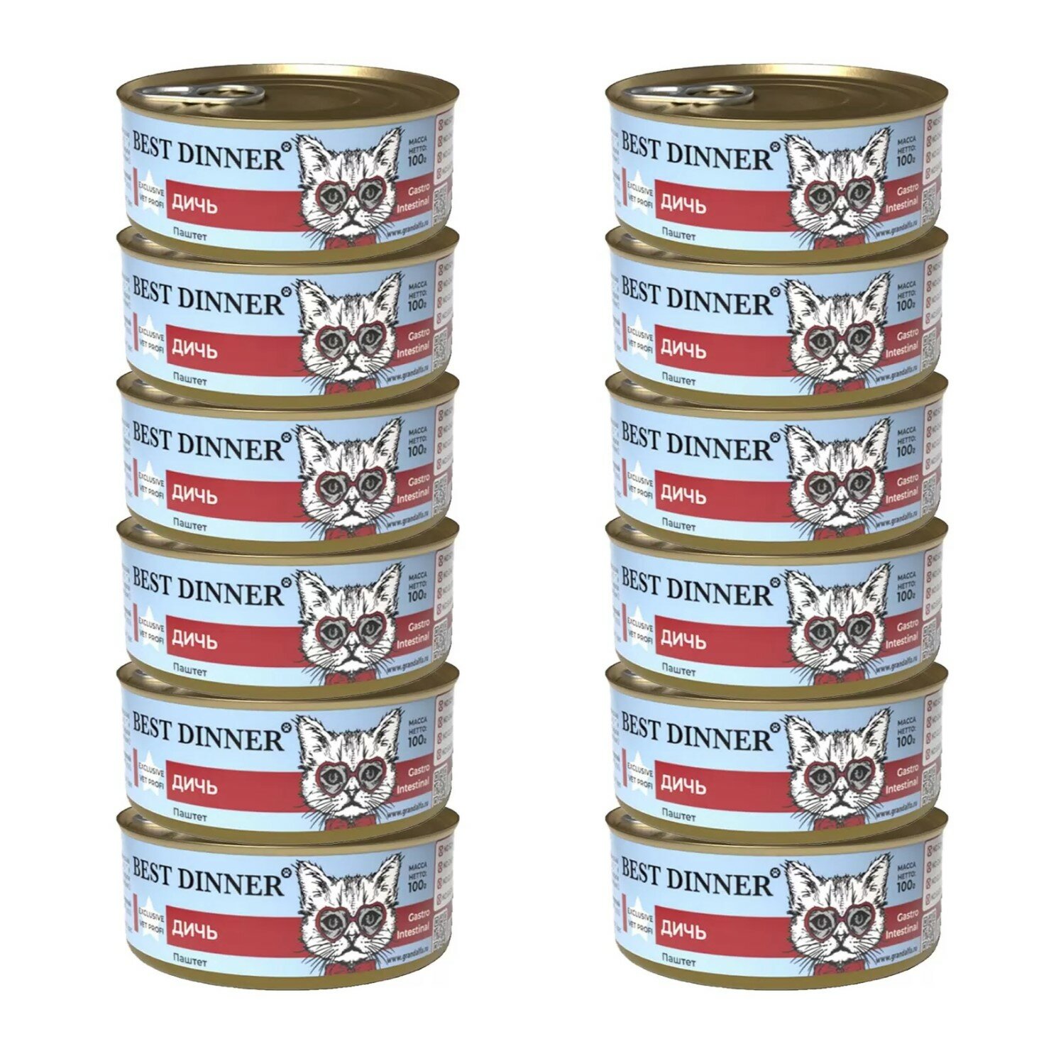 Best Dinner Exclusive Vet Profi Gastro Intestinal консервы кошкам "Дичь" 100г (12 штук)